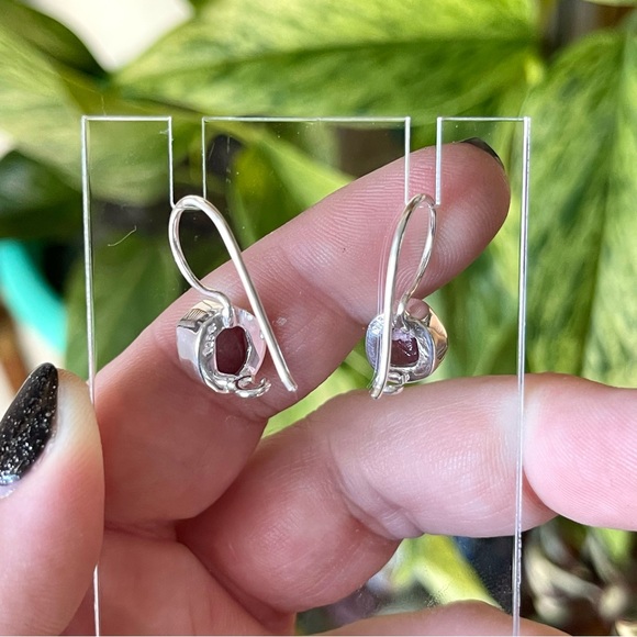 Jewelry | Raw Rubellite Tourmaline Crystal Sterling Silver Earrings ...